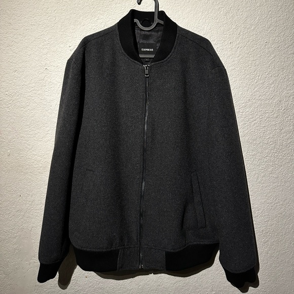 Express | Jackets & Coats | Xl Express Charcoal Woolblend Bomber Jacket ...